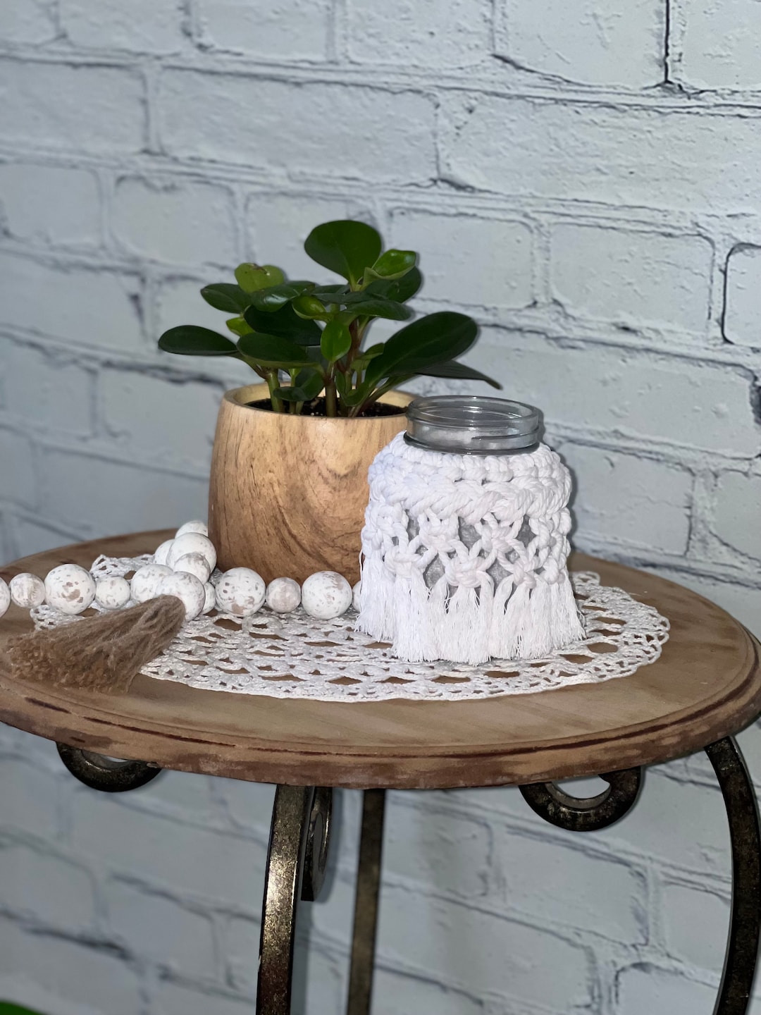 Boho Macrame Jar Knotted Vase Braided Jar Decor Mason Jar Handmade Boho ...