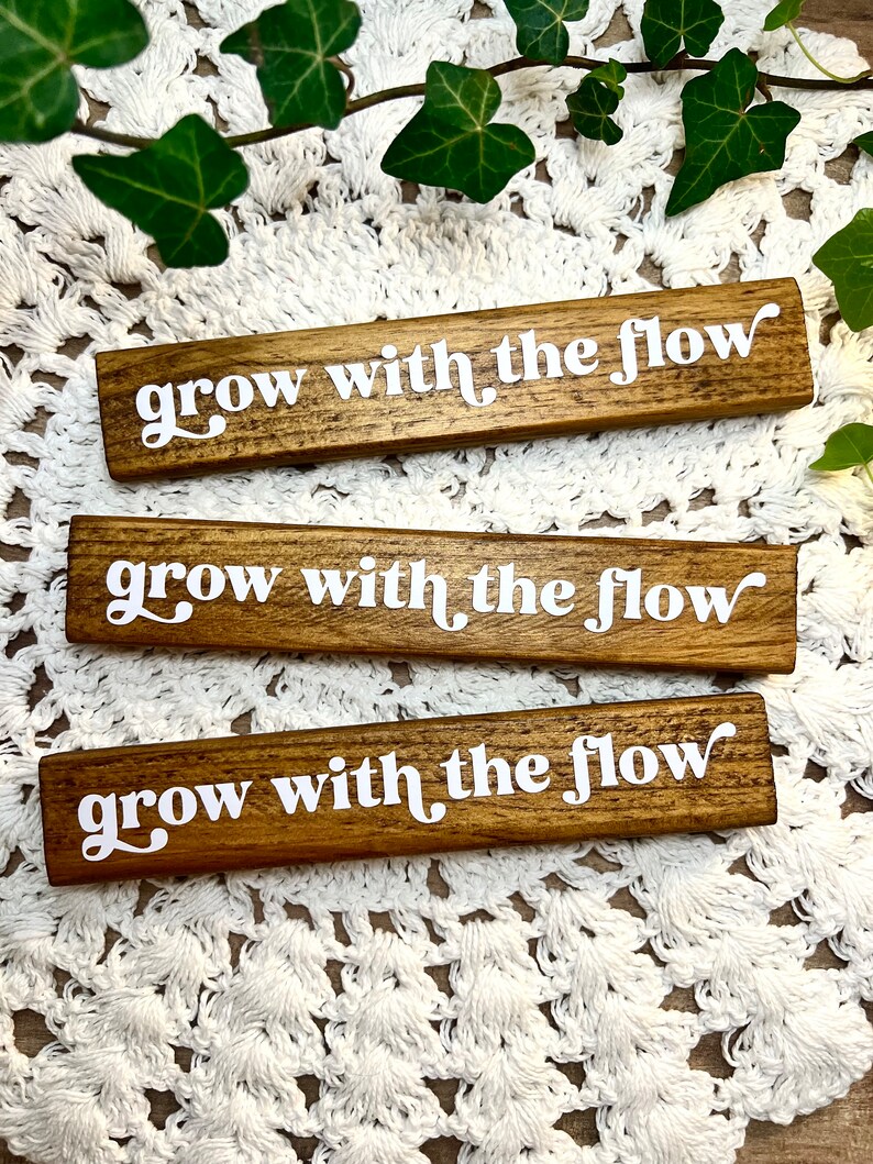 Grow With the Flow Mini Wood Sign | Plant Lover Mini Sign | Botanical ...