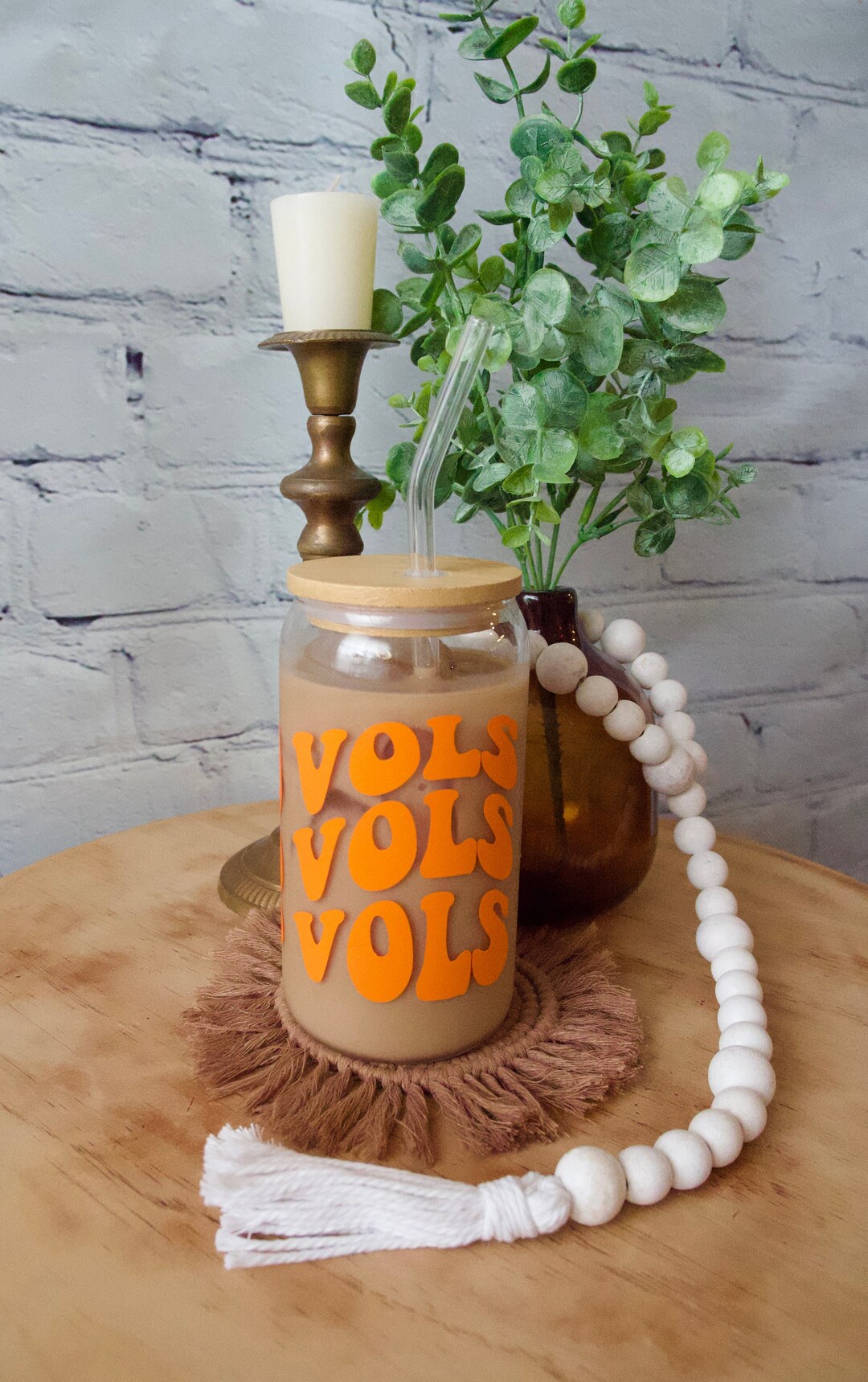 Go Vols Retro Glass Can | Tennessee Volunteers Groovy Iced Coffee Glass ...