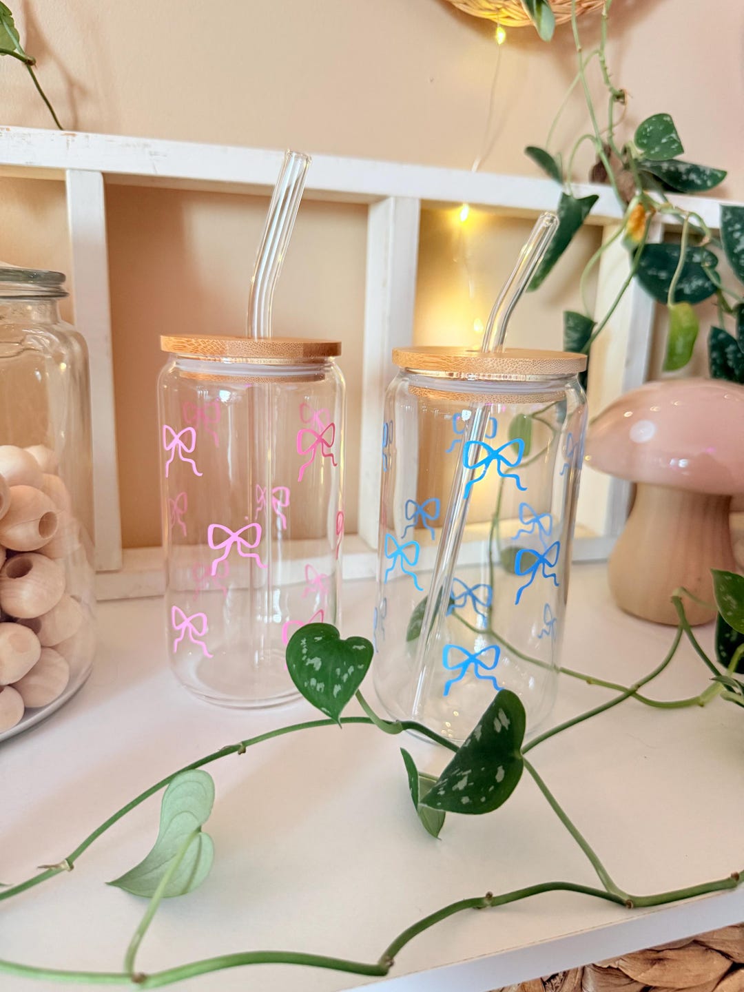 Spring Coquette Bows Glass Cup - Etsy