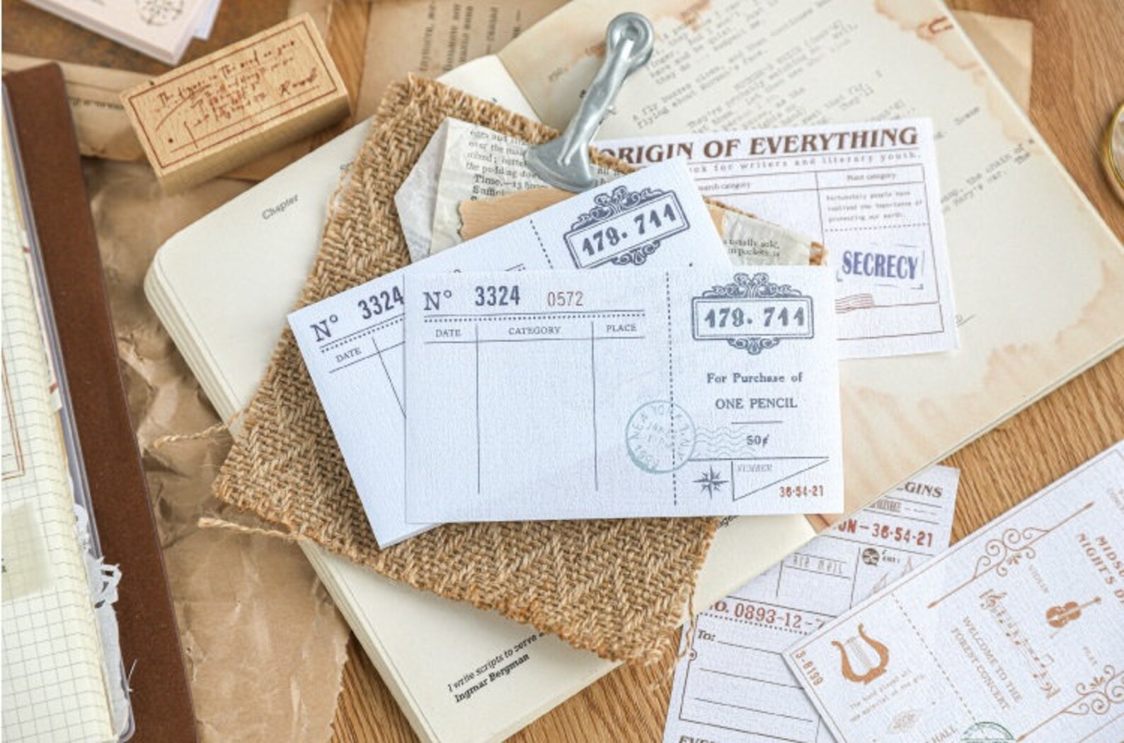 Antique Old Papers Notepads 5 Styles 50 Sheets. Forest Notepad. Concert ...