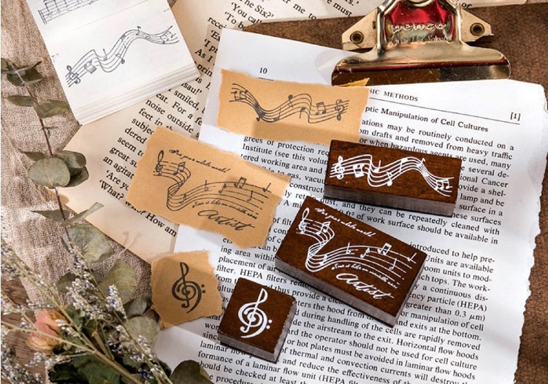 Music Note Wooden Stamps 6 Styles Sheet Music Wooden Stamps. - Etsy