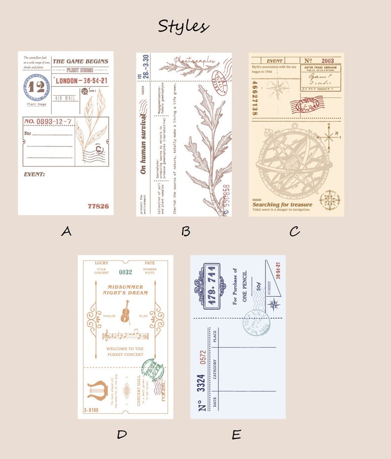 Antique Old Papers Notepads 5 Styles 50 Sheets. Forest Notepad. Concert ...