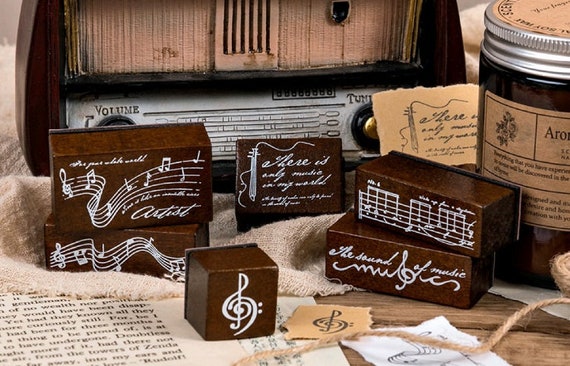 Music Note Wooden Stamps 6 Styles Sheet Music Wooden Stamps. - Etsy