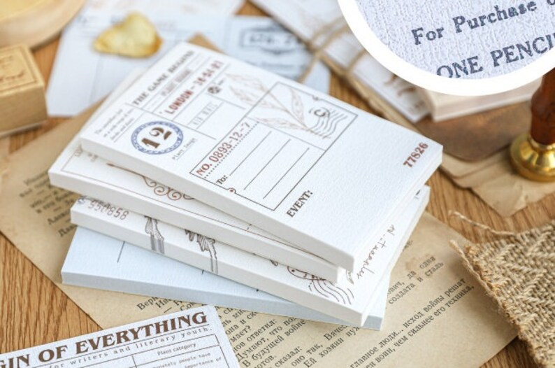 Antique Old Papers Notepads 5 Styles 50 Sheets. Forest Notepad. Concert ...