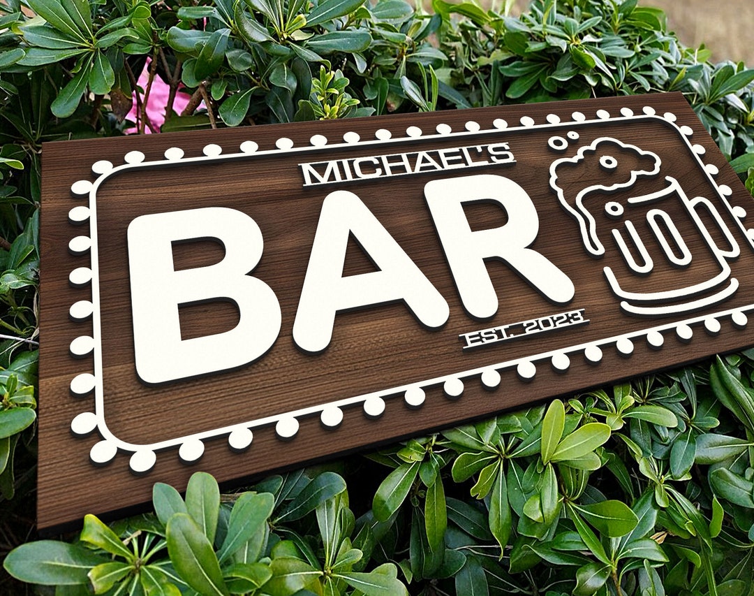 Personalized 3D Wooden Bar Sign, Custom Wood Sign, Man Cave, Pub Shed ...