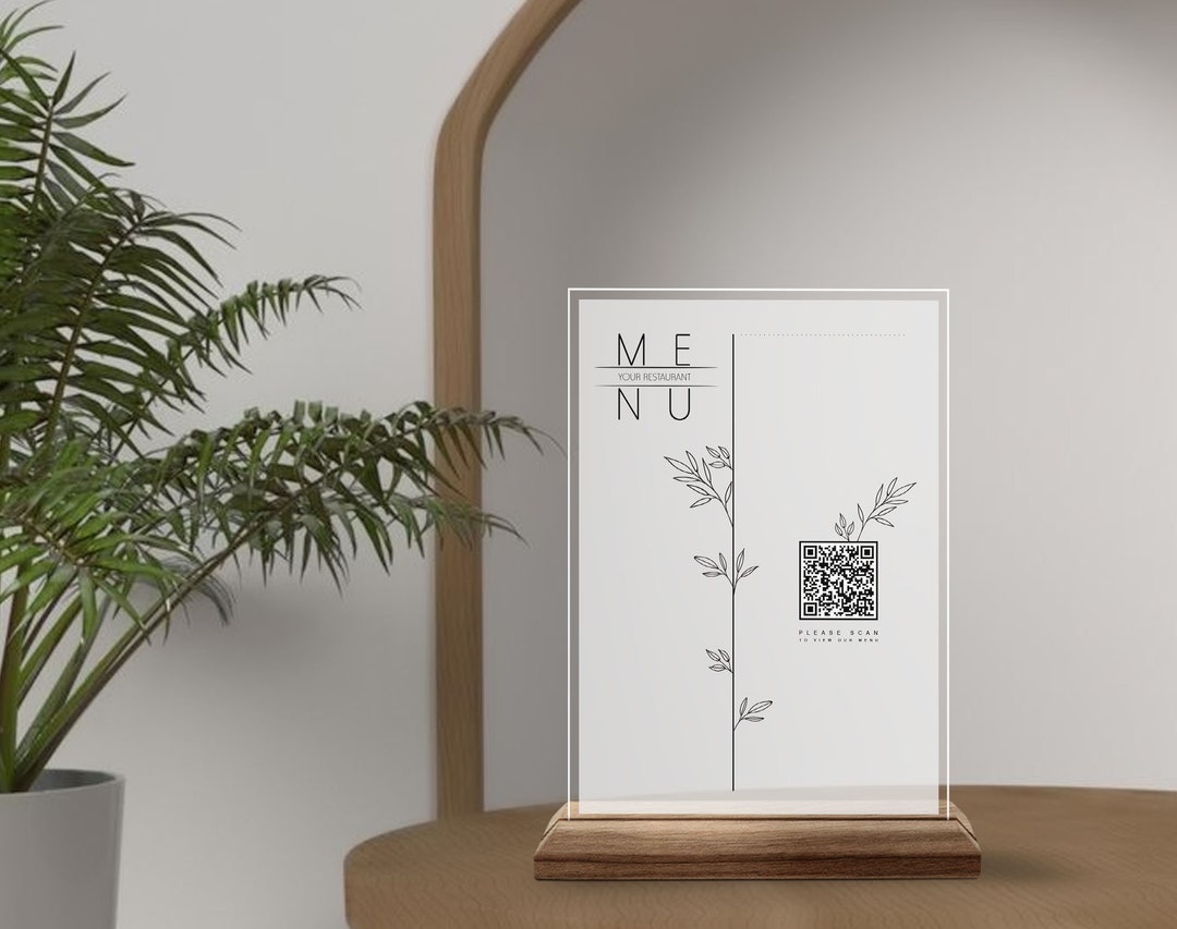 Custom Made QR Code Menu Sign, Custom Natural Wood and Acrylic ...