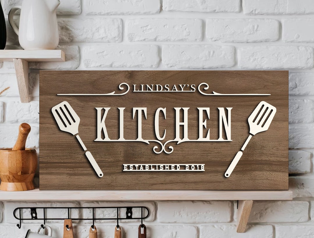 Personalized Name Wood Kitchen Sign Gift, Custom Wood Sign, Home Decor ...
