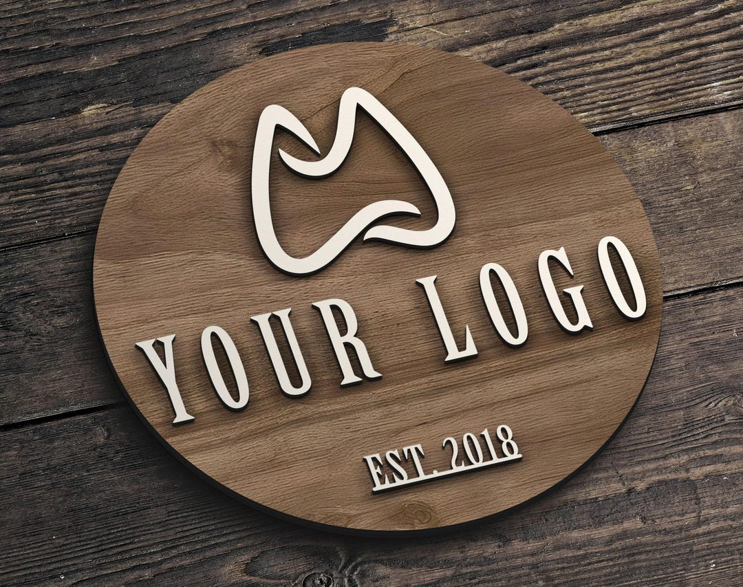 Personalized Wooden Logo Sign, Wooden Round Sign, Custom Wood Office ...