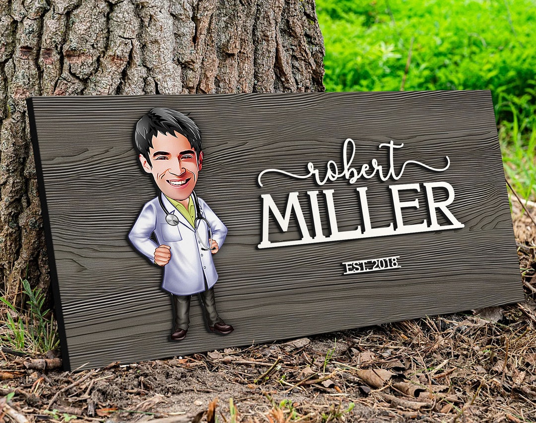 Personalized 3D Wooden Named Cartoon Doctor Sign, Custom Wood ...