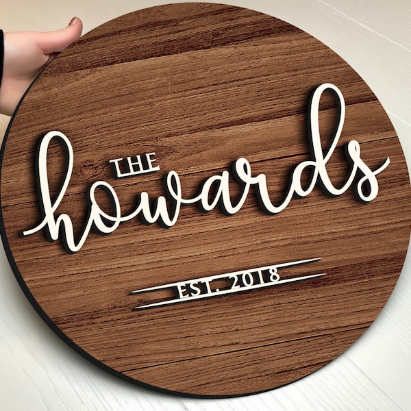 Round Family Name Sign - Etsy