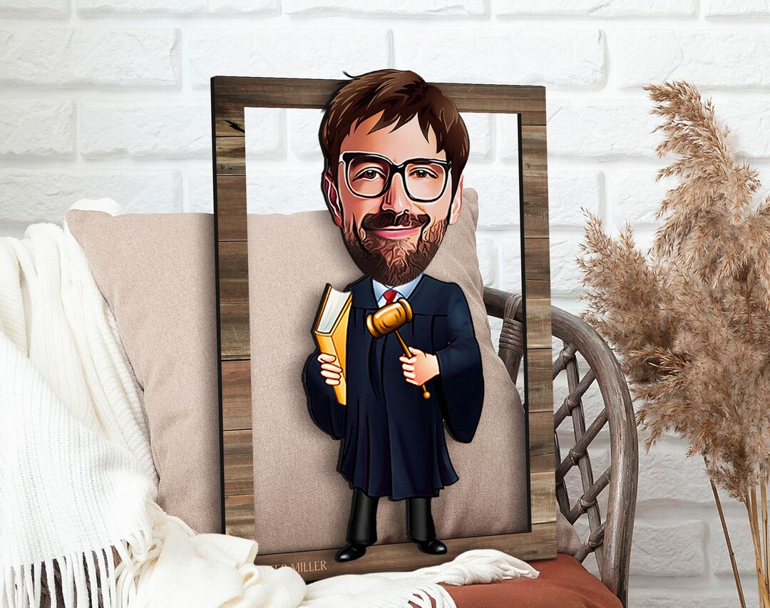 Personalized 3D Wooden Cartooned Judge Wall Art, Custom Cartoon ...