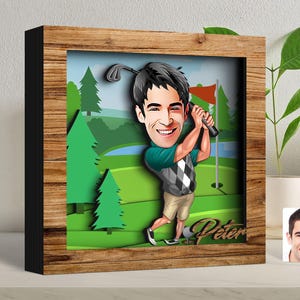 Personalized Golfer 3D Handcrafted Seven Layered Wooden Shadow Box ...