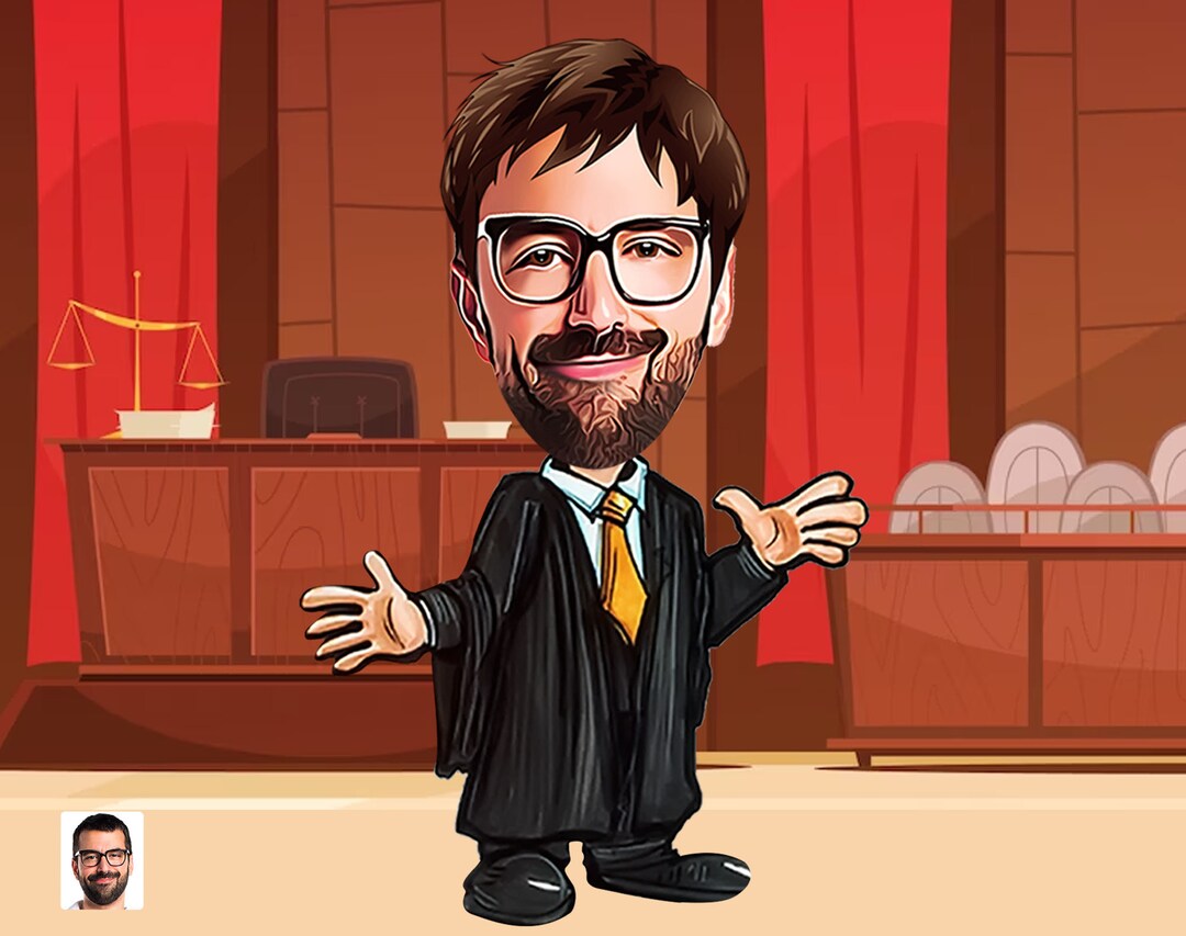Personalized Lawyer, Attorney Caricature Drawing, Cartoon From Photo ...