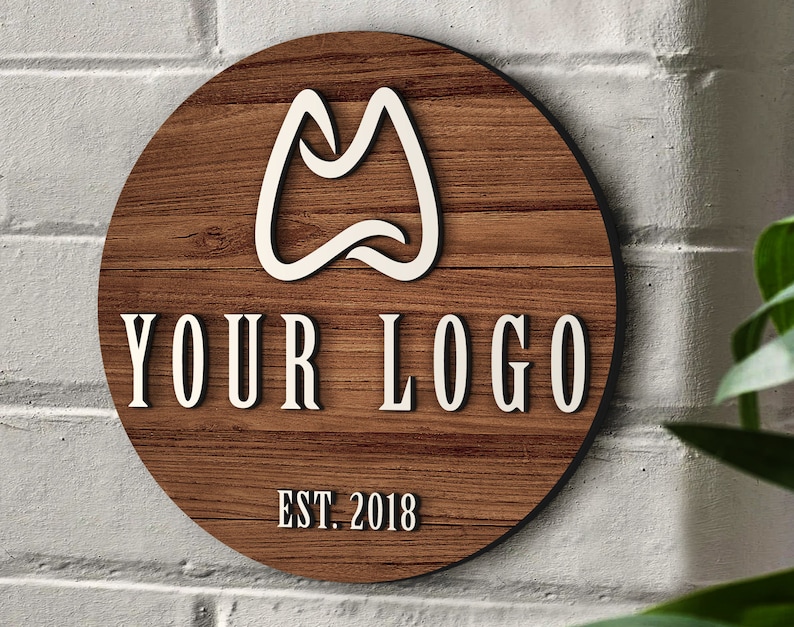 Personalized Wooden Logo Sign Wooden Round Sign Custom Wood - Etsy