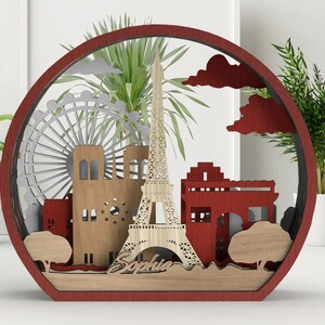 Handcrafted 12 Layered 3D Paris City Wooden Decoretive Wall and Desktop ...