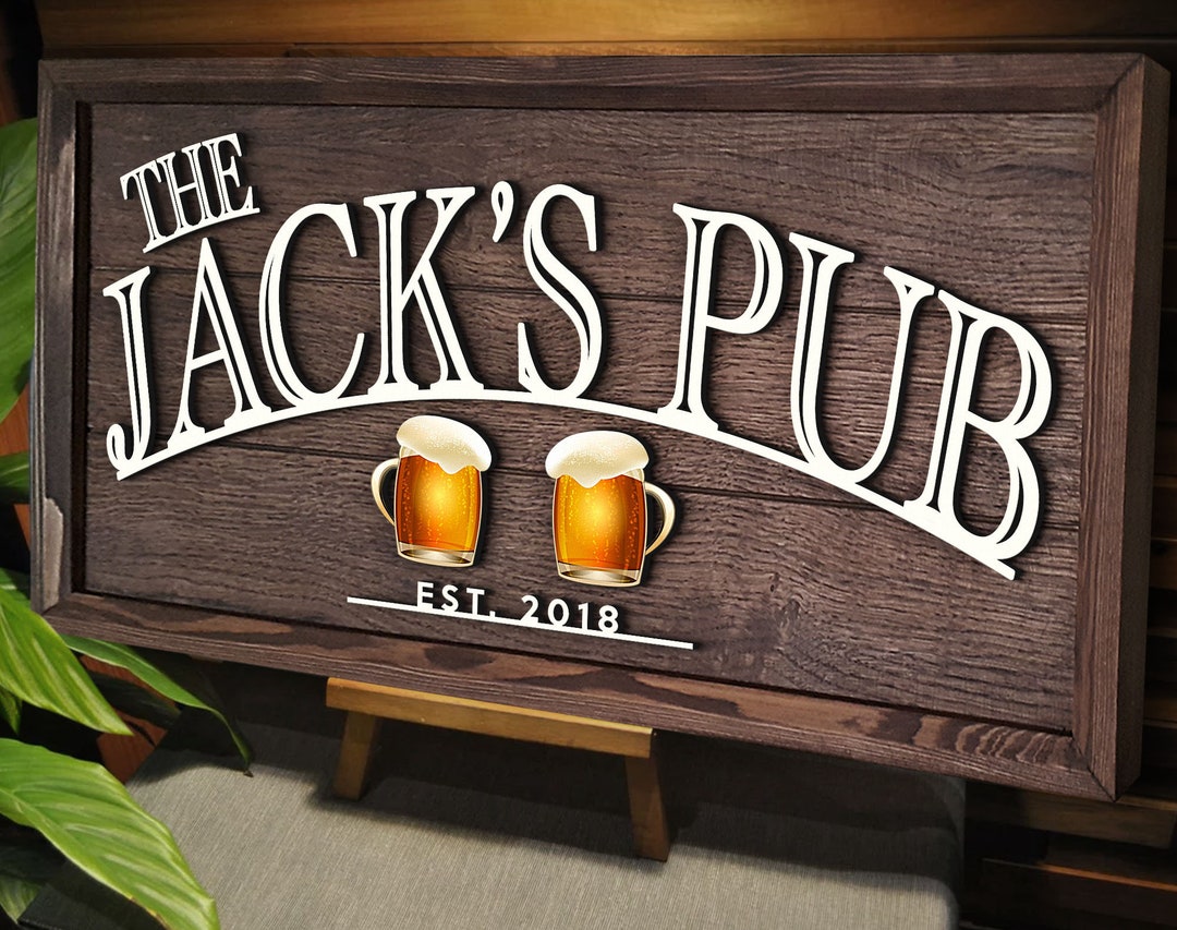 Personalized Handmade Oak Tree Bar Sign Custom Wood Bar Sign - Etsy