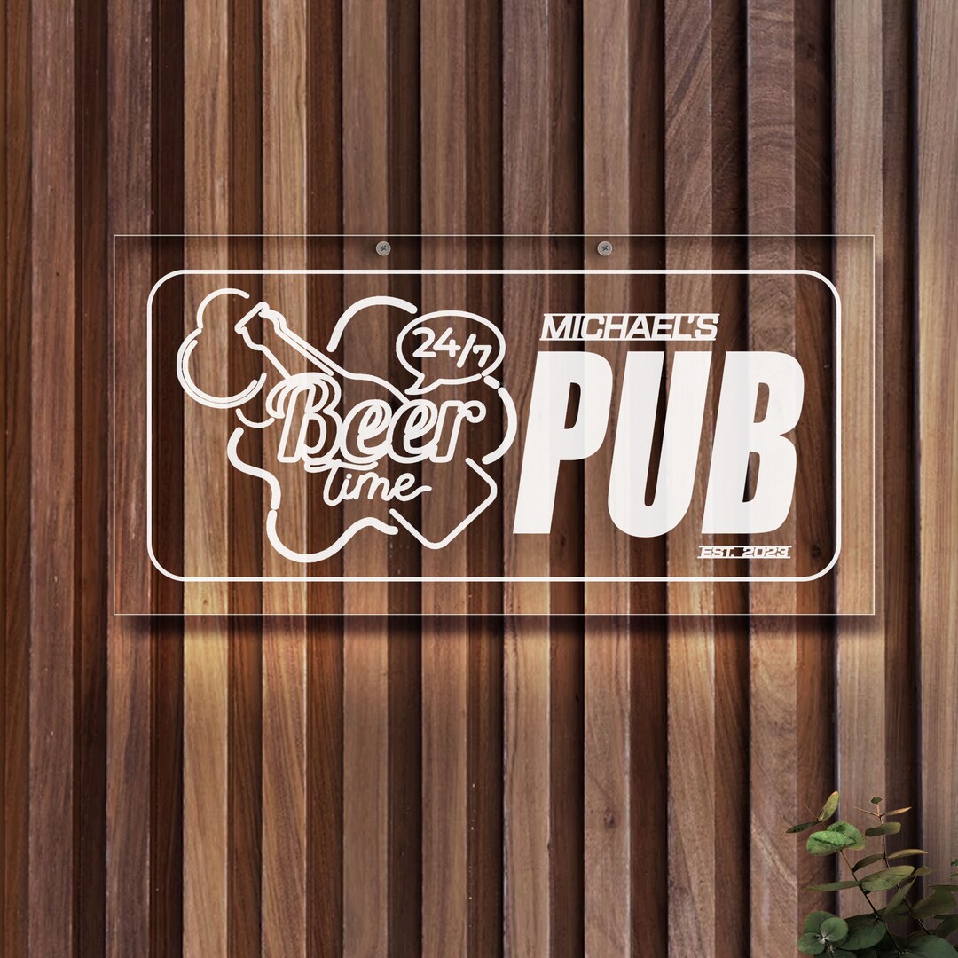 Personalized Clear Acrylic Bar Sign, Custom Bar Sign, Beer Pub, Man ...