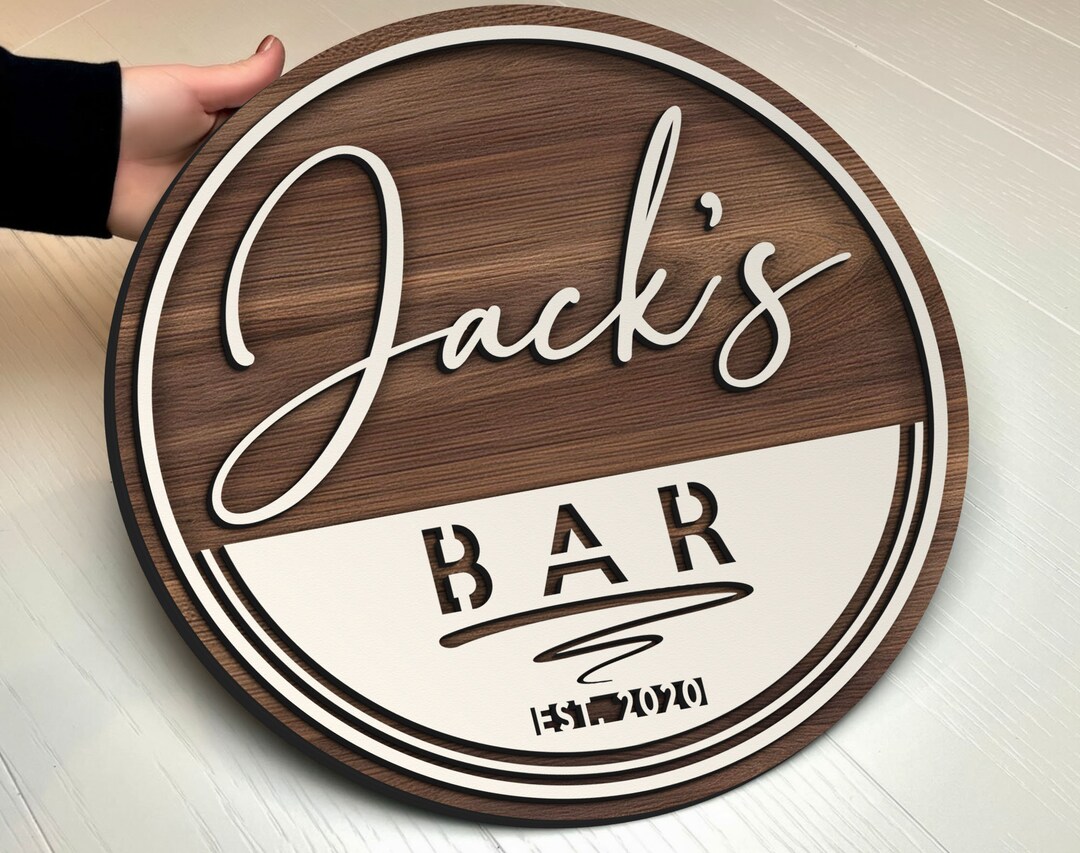 Personalized Bar Sign, Round Wooden Sign, Custom Wood Sign, Home Bar ...