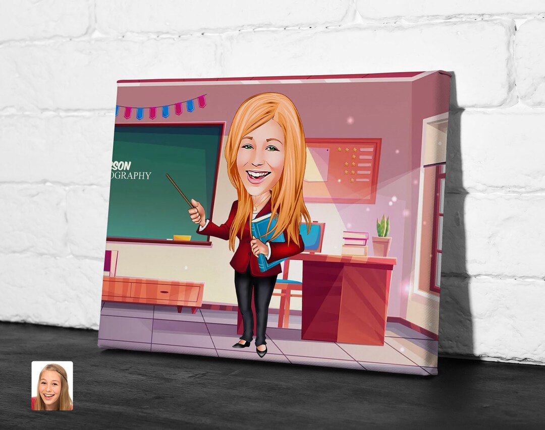 Personalized Classroom Teacher Caricature Drawing, Cartoon From Photo ...