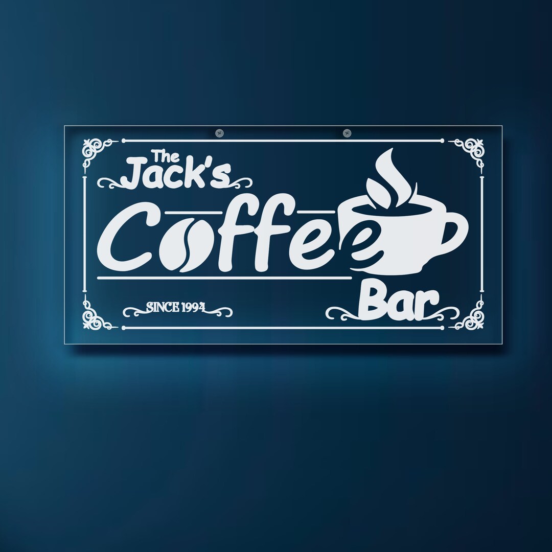 Personalized Clear Acrylic Coffee Bar Sign, Custom Coffee Shop Sign ...