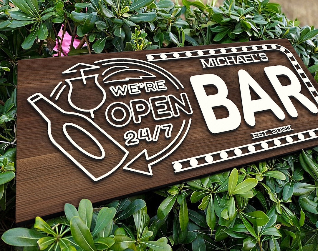 Personalized 3D Wooden Bar Sign, Custom Wood Sign, Man Cave, Pub Shed ...
