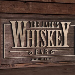 Personalized Handmade Oak Tree Bar Sign, Custom Wood Bar Sign, Bar and ...