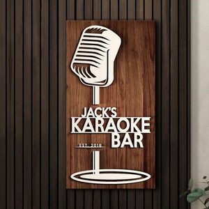 Personalized Wooden Karaoke Bar Sign, Custom Wood Sign, Personalized ...