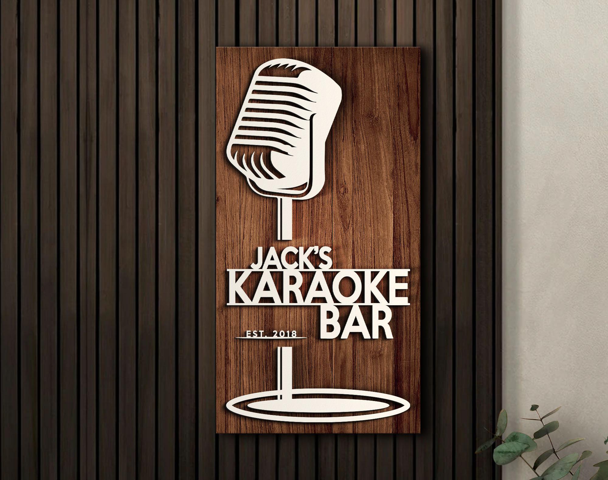 Personalized Wooden Karaoke Bar Sign, Custom Wood Sign, Personalized ...