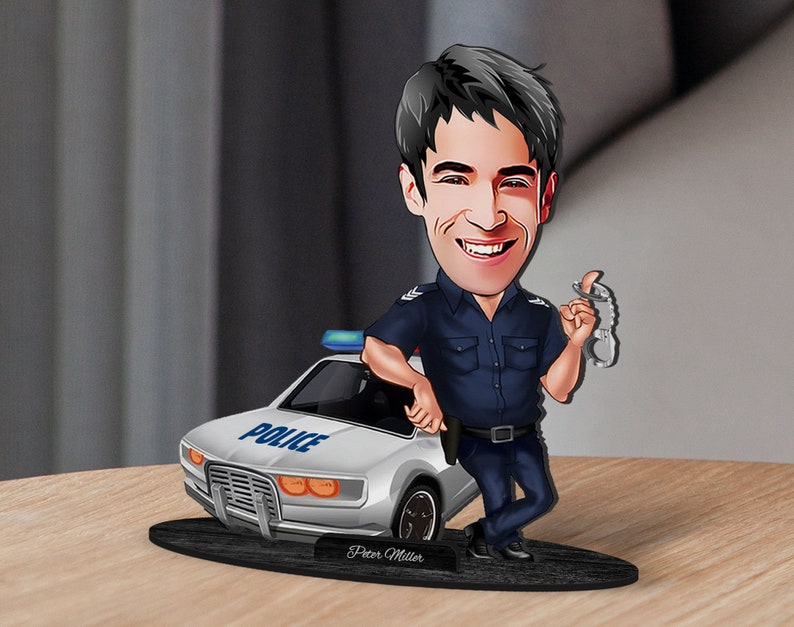 Personalized 3D Wooden Cartooned Police Officer Figurine - Etsy
