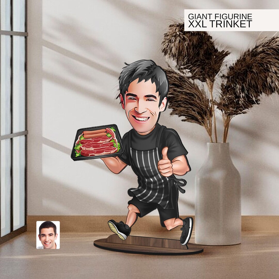 Personalized 3D Wooden Cartoon Barbecue Oversized Figurine Trinket ...