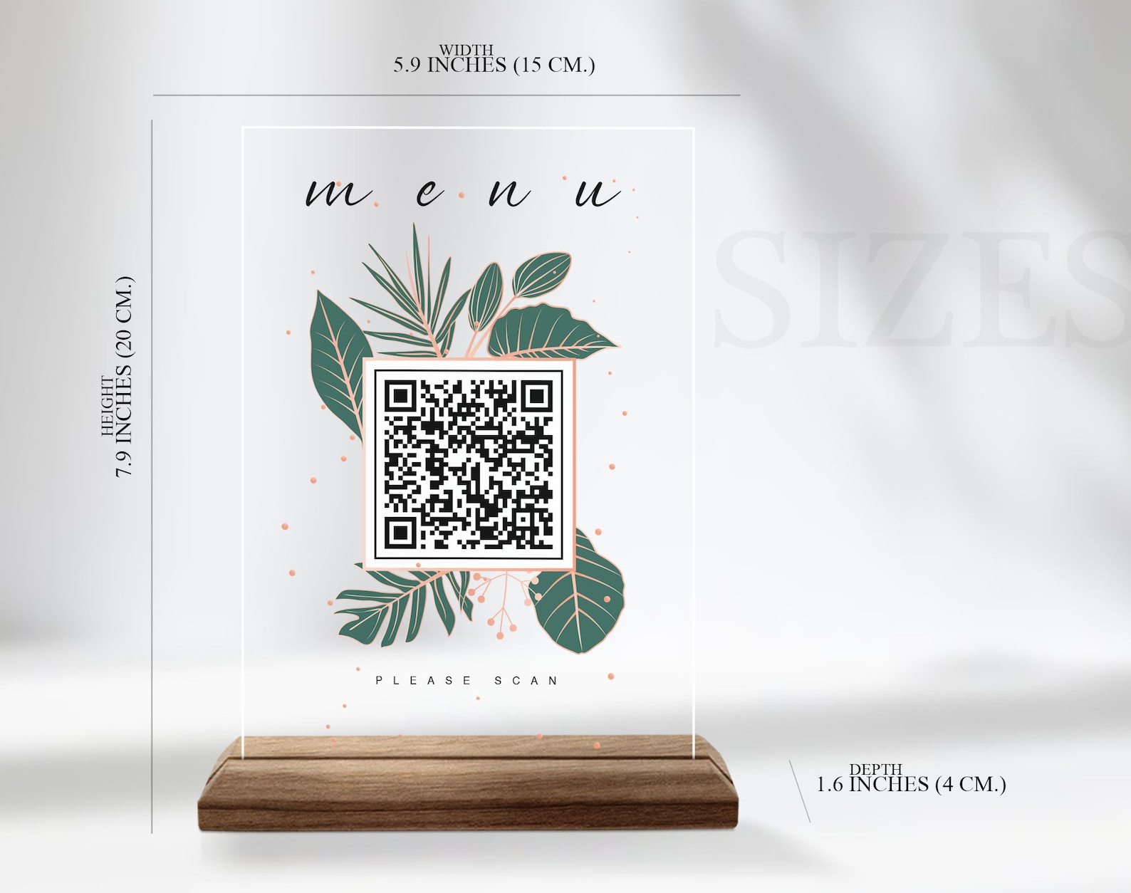 Custom Made QR Code Menu Sign, Custom Natural Wood and Acrylic ...