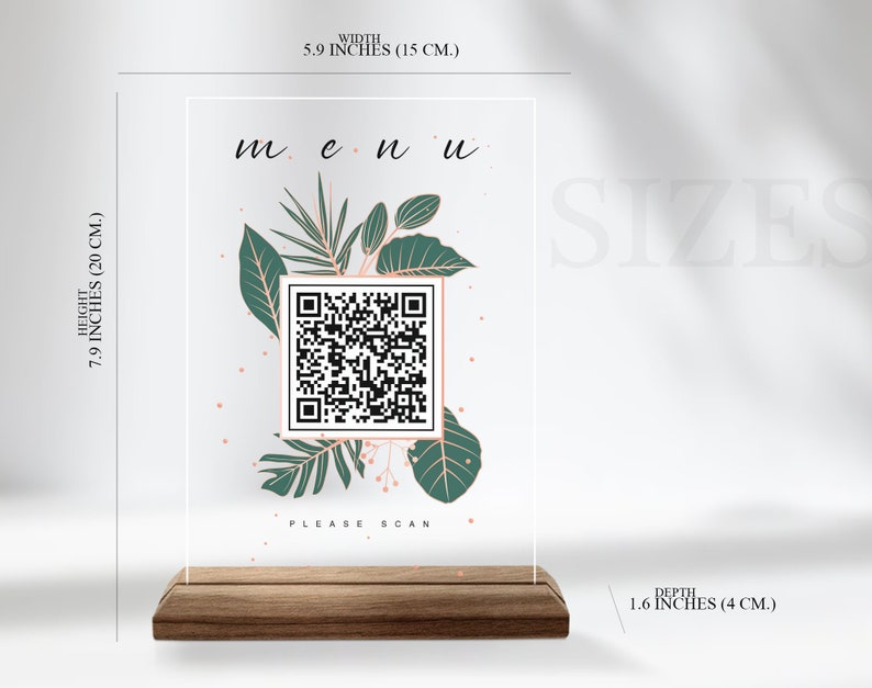 Custom Made QR Code Menu Sign Custom Natural Wood and Acrylic - Etsy