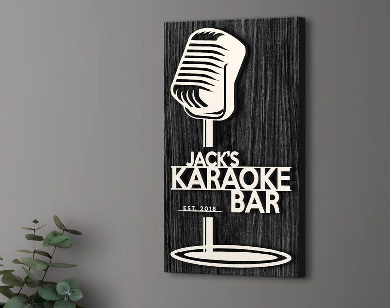 Personalized Wooden Karaoke Bar Sign, Custom Wood Sign, Personalized ...