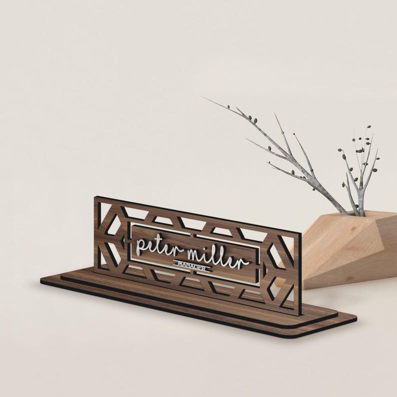 Personalized Handmade 3D Wooden Name Plate, Custom Laser Cut Table Name ...