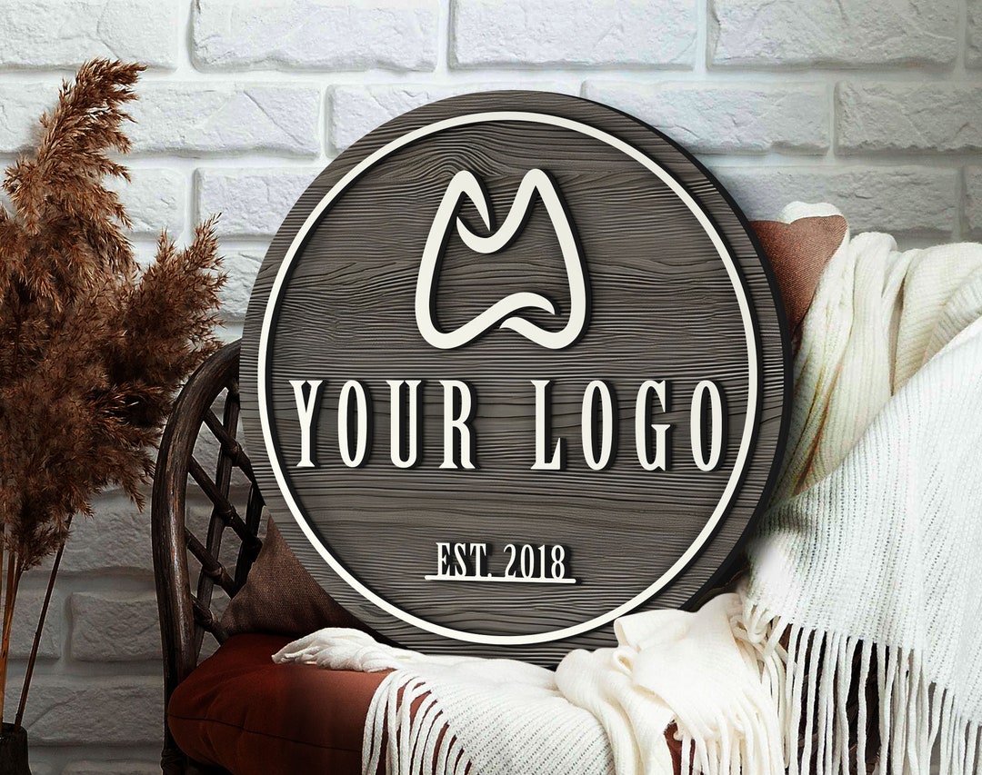 Personalized Wooden Logo Sign, Wooden Round Sign, Custom Wood Office ...