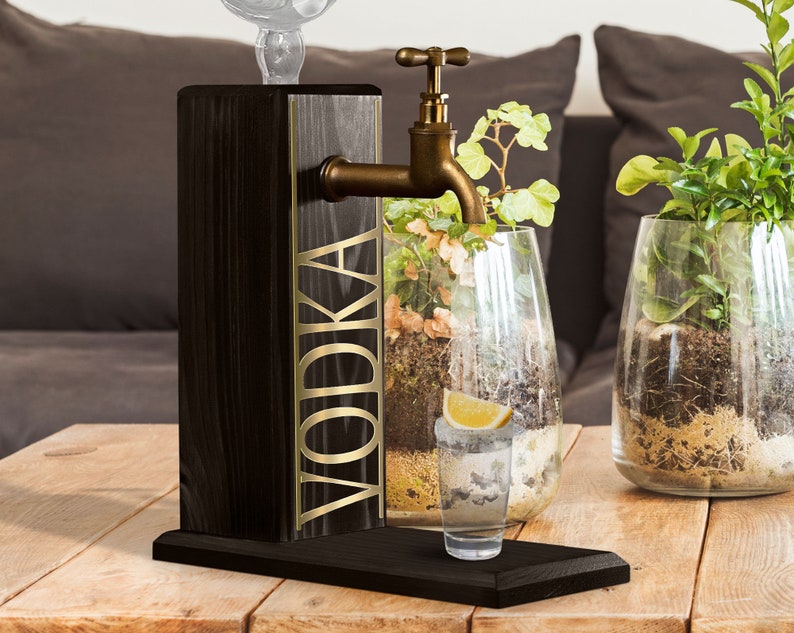 Natural Wooden Gilded Mirror Vodka Dispenser Alcoholic Drink - Etsy
