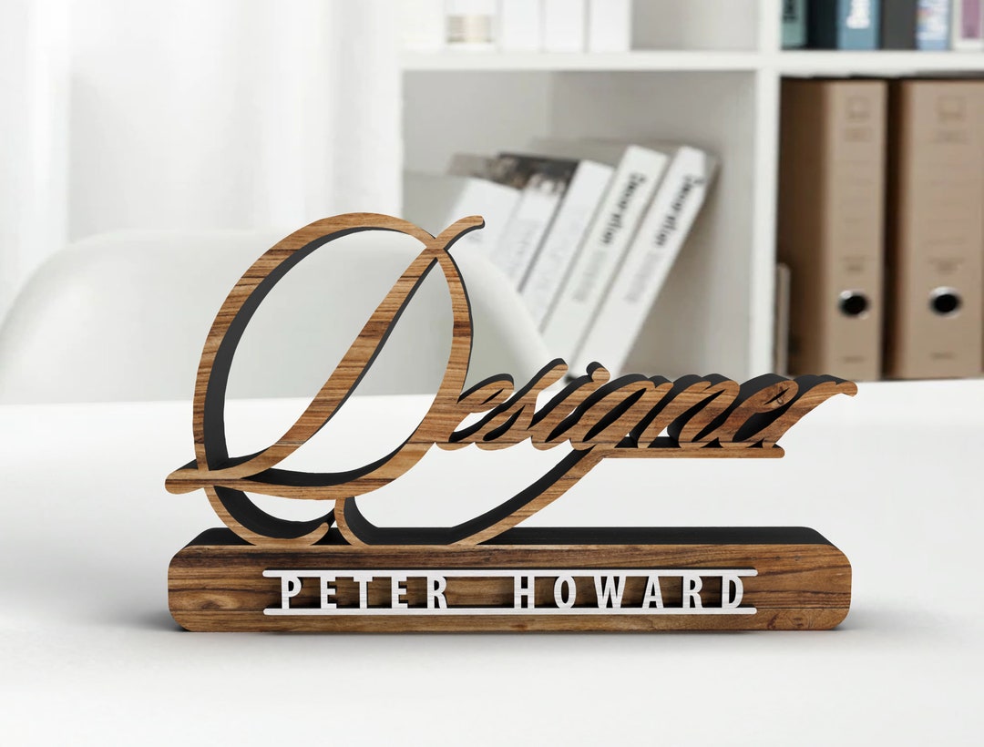 Personalized Handcrafted 3D Wooden Desk Name Plate, Custom 3D ...