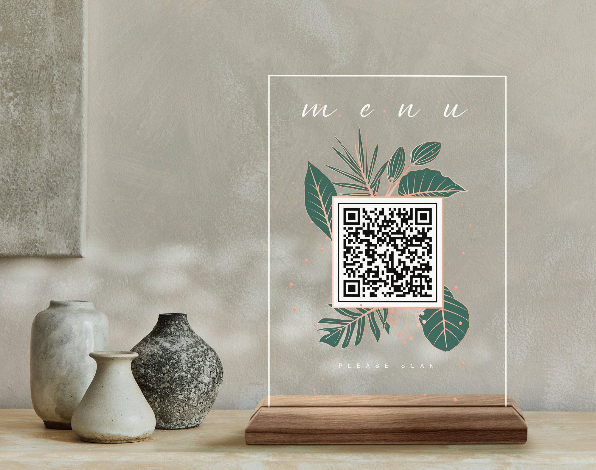 Custom Made QR Code Menu Sign, Custom Natural Wood and Acrylic ...