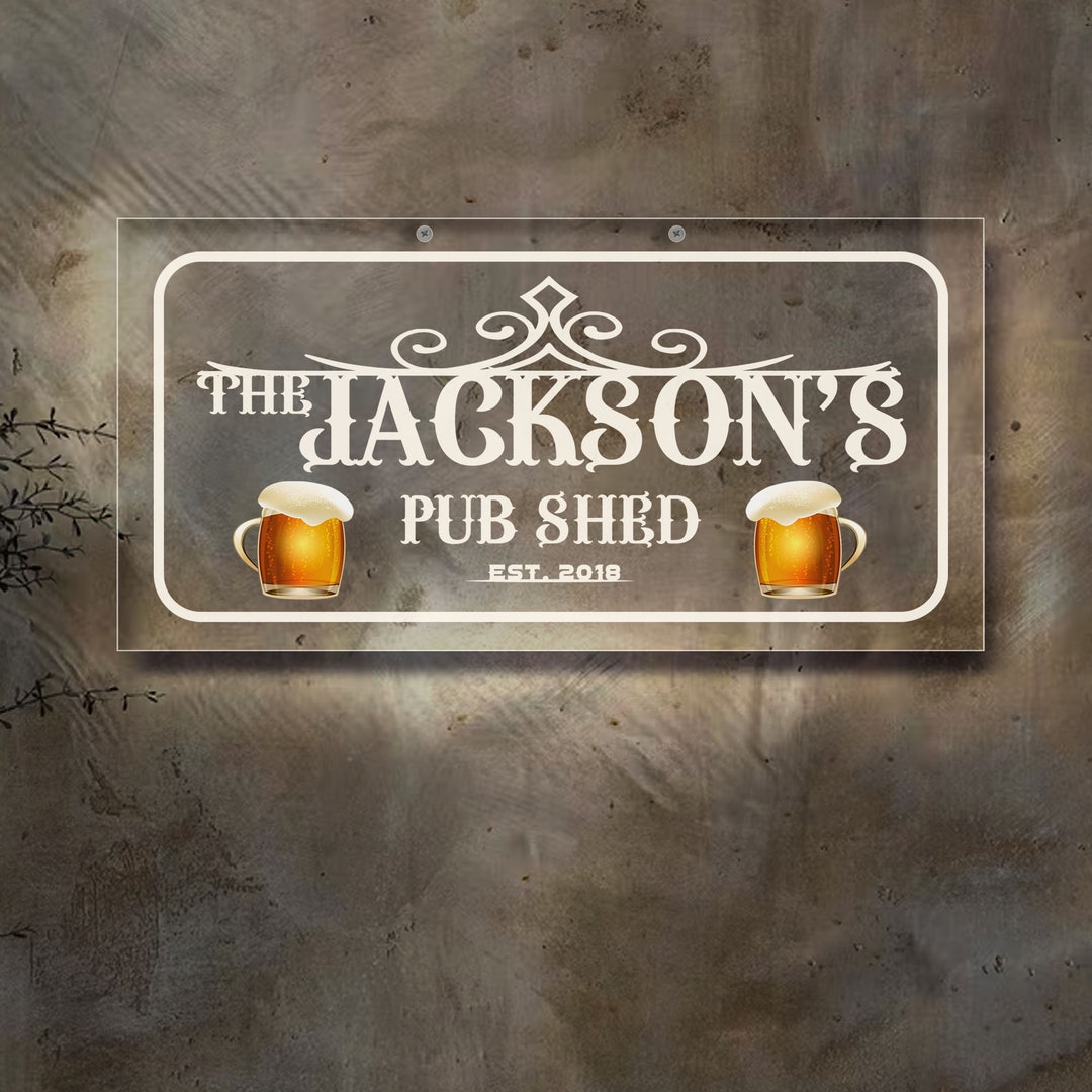 Personalized Clear Acrylic Bar Sign, Custom Bar Sign, Beer Pub, Man ...