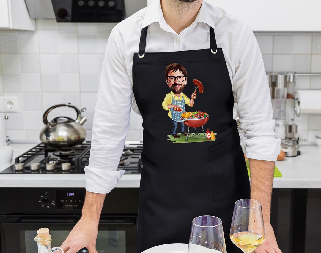 Custom Barbecue Chef Cartoon Professional Apron, Kitchen Apron ...