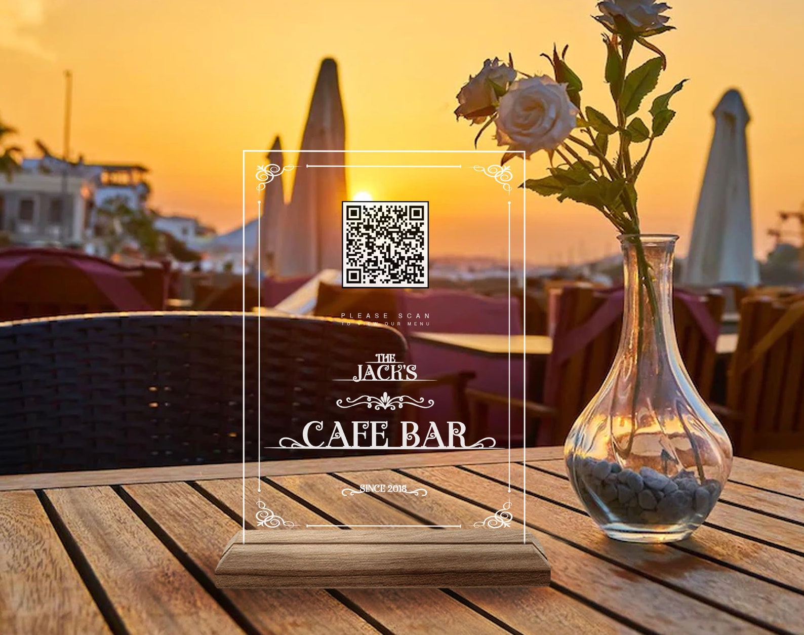 Custom Made QR Code Menu Sign Custom Natural Wood and Acrylic - Etsy