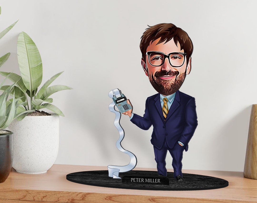 Personalized 3D Wooden Cartooned Accountant Figurine Trinket, Custom ...