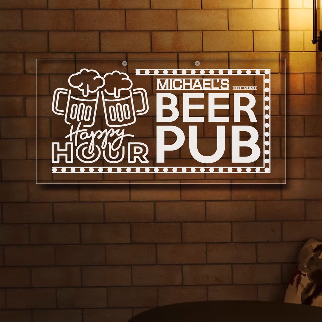 Personalized Clear Acrylic Bar Sign, Custom Bar Sign, Beer Pub, Man ...