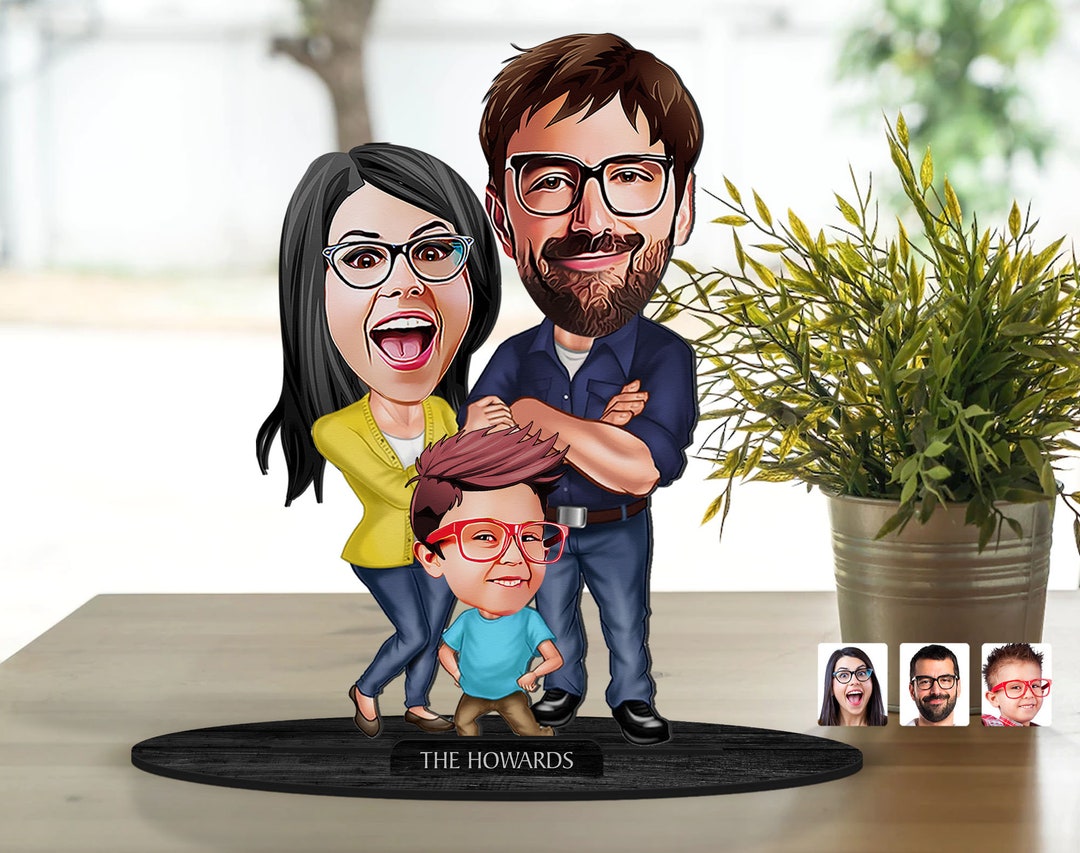 Personalized 3D Wooden Cartooned Family Figurine Trinket, Custom ...