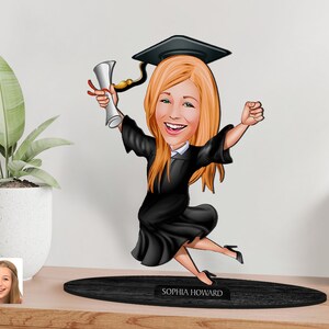 Personalized 3D Wooden Cartooned Graduate Figurine Trinket, Custom ...