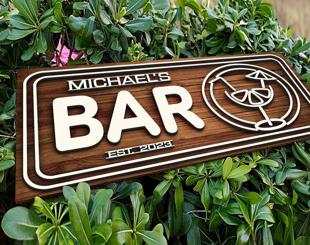 Custom Natural Wood Bar Sign, Personalized Pub Sign, Whiskey Bar Sign ...