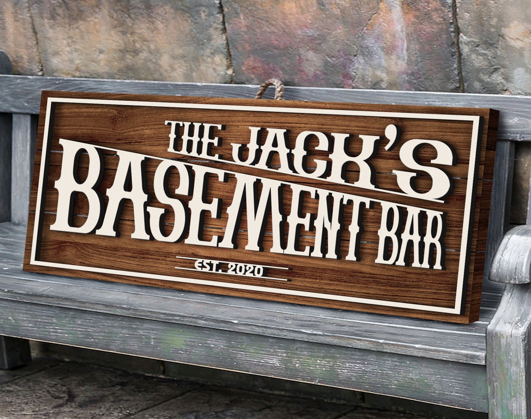 Custom Natural Wood Bar Sign, Personalized Pub Sign, Whiskey Bar Sign ...