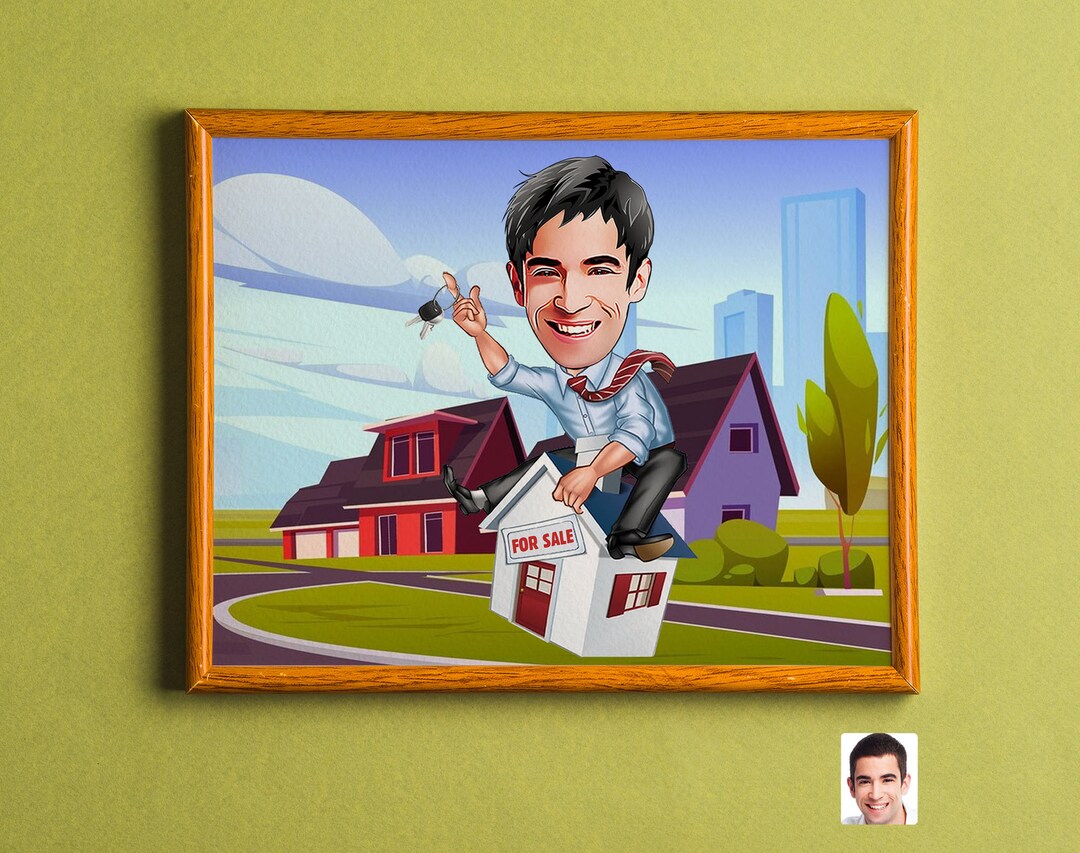 Personalized Estate Agent Caricature Drawing, Cartoon From Photo ...