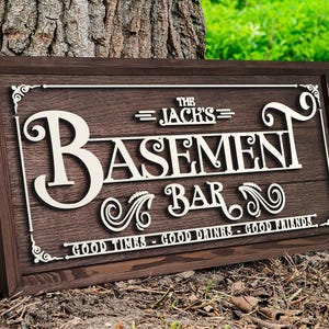 Personalized Handmade Oak Tree Bar Sign, Custom Wood Bar Sign, Bar and ...